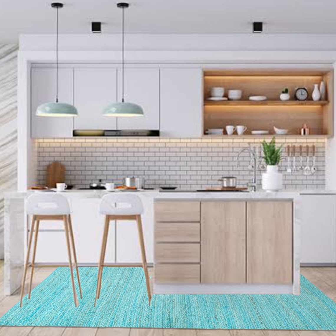 Natural Jute Area Rug Handmade, Kitchen Rug, Custom Rug, 5x7 Square Rug ...