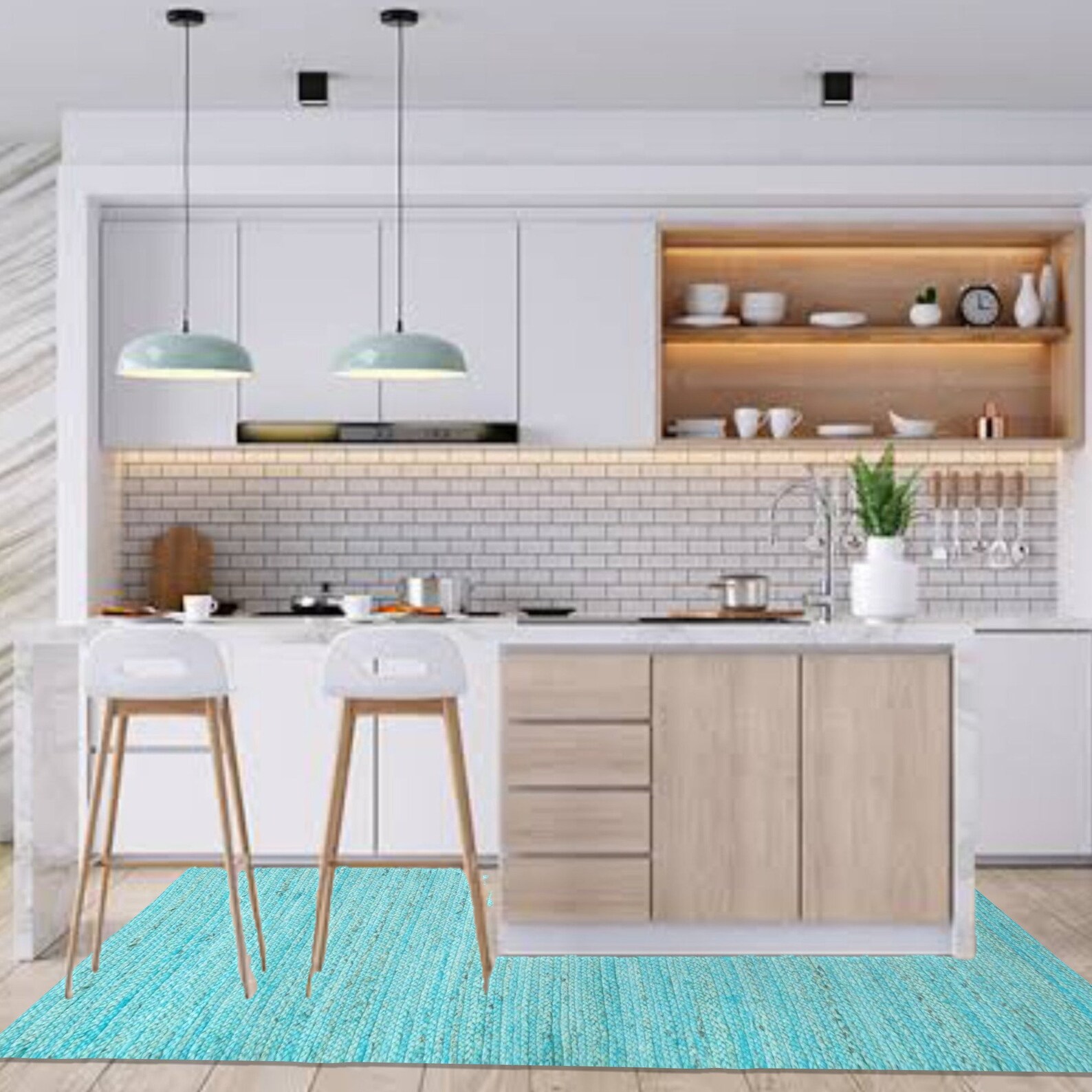 Natural Jute Area Rug Handmade, Kitchen Rug, Custom Rug, 5x7 Square Rug ...