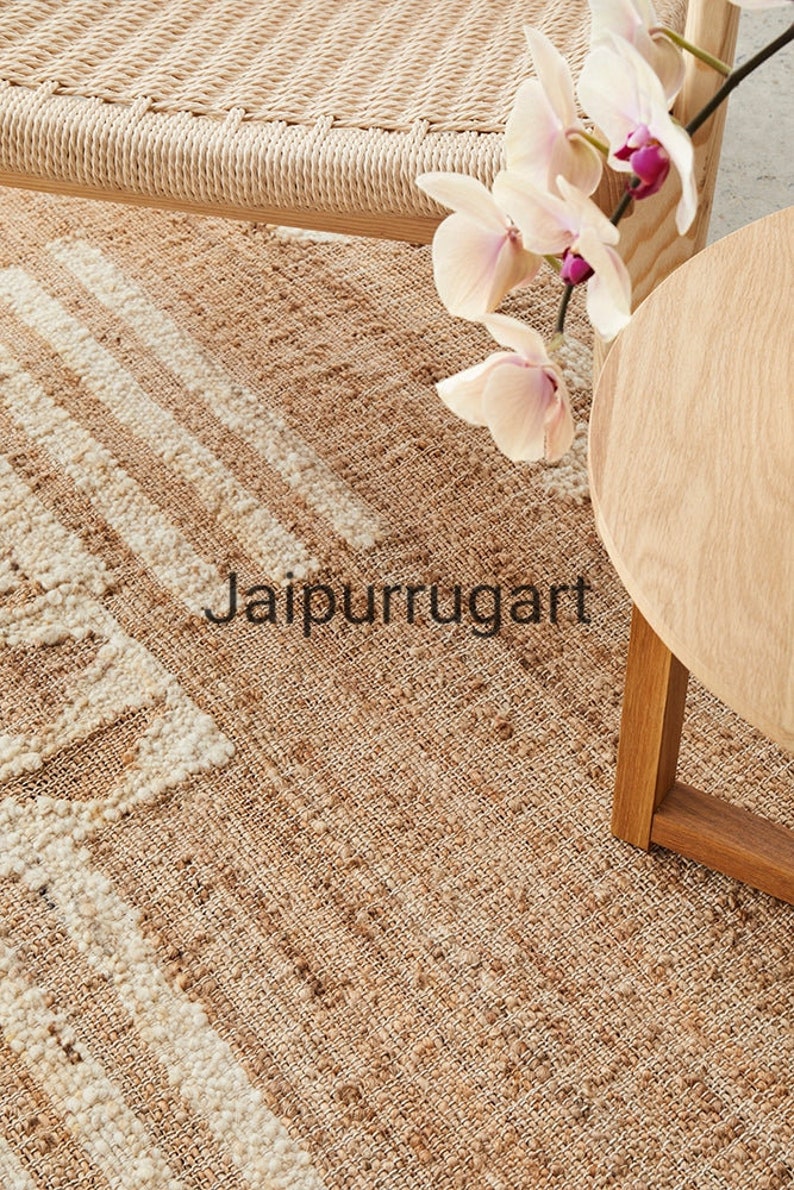 5x7,6x9 Jute Rug Ivory Flower Natural Jute High Quality Hand Woven ...