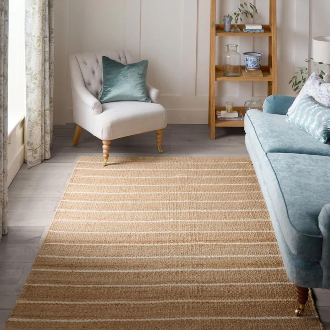 6x9,8x10ft White and Natural Hemp Jute Rungs-extra Large Jute Rugs Jute ...