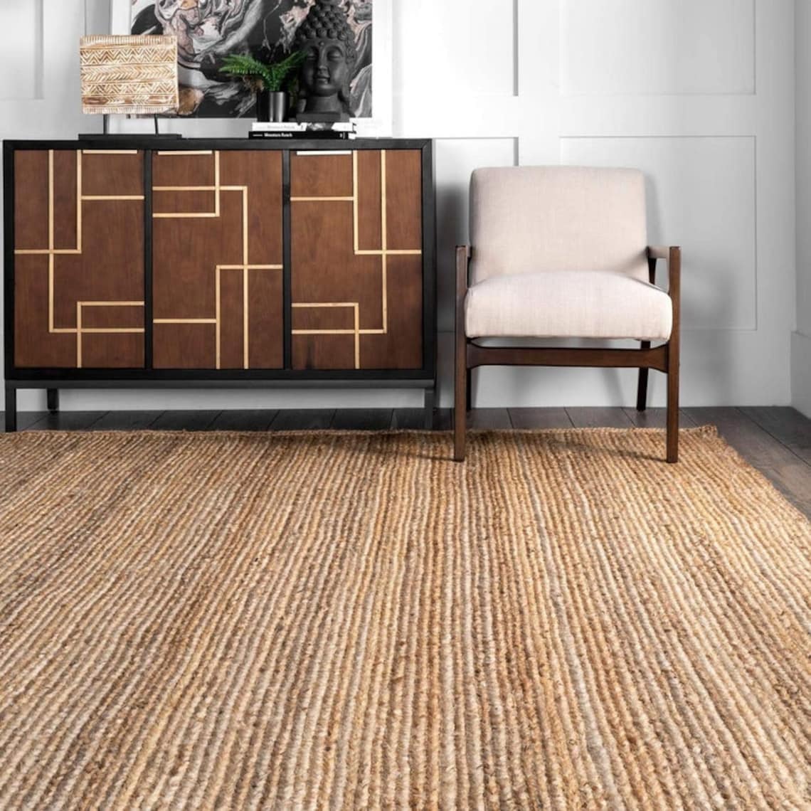 Natural Jute Rug Jute Braided Rug, Bohemian Jute Rug, Rectangular Jute ...