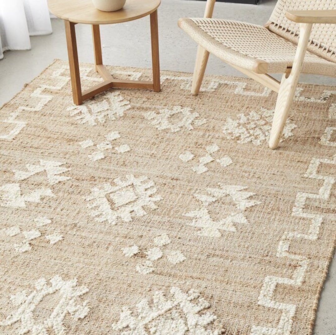 9x12 10x14 Jute Rug Ivory Flower Natural Jute High Quality Hand Woven ...