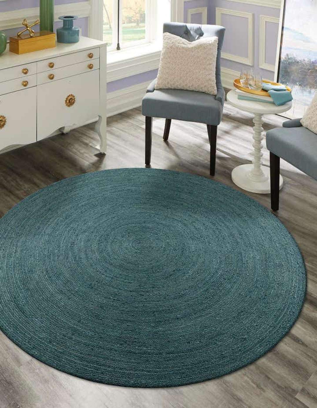 Indian Handmade Natural Round Jute Rug Bedside Round Rug Circle Rug New ...