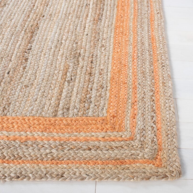 Orange Jute Braided Handmade Natural Jute Rectangle Rug Eco Friendly ...