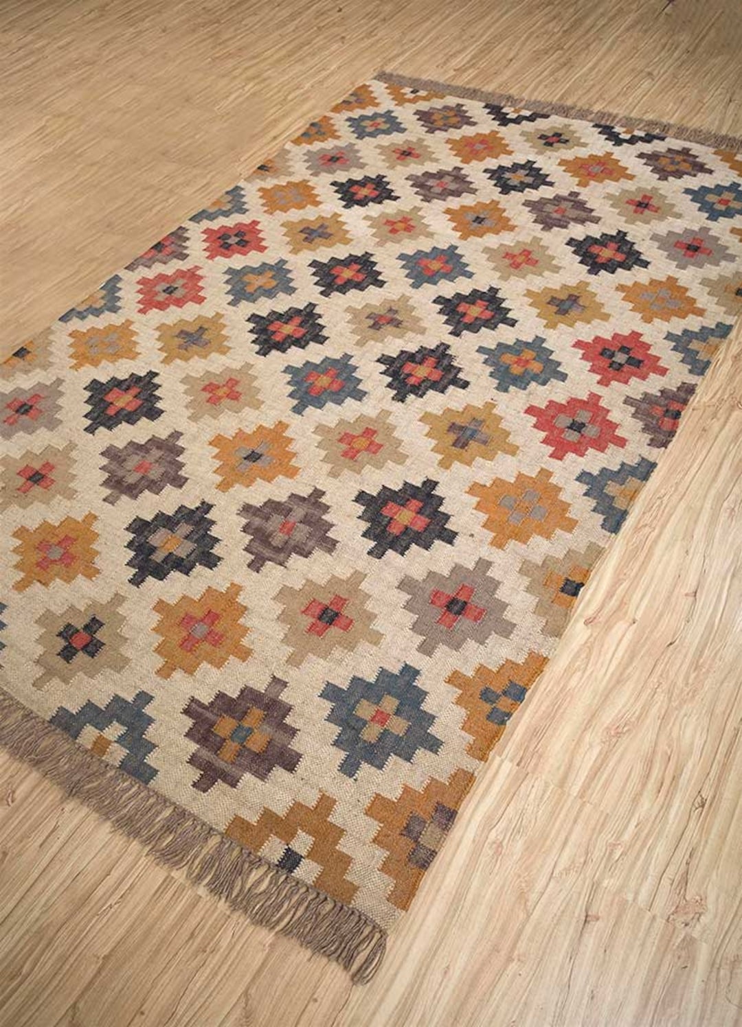 Flatweave Rug Klim Runner Handwoven Wool Jute Rug Handmade Klim Dhurrie ...