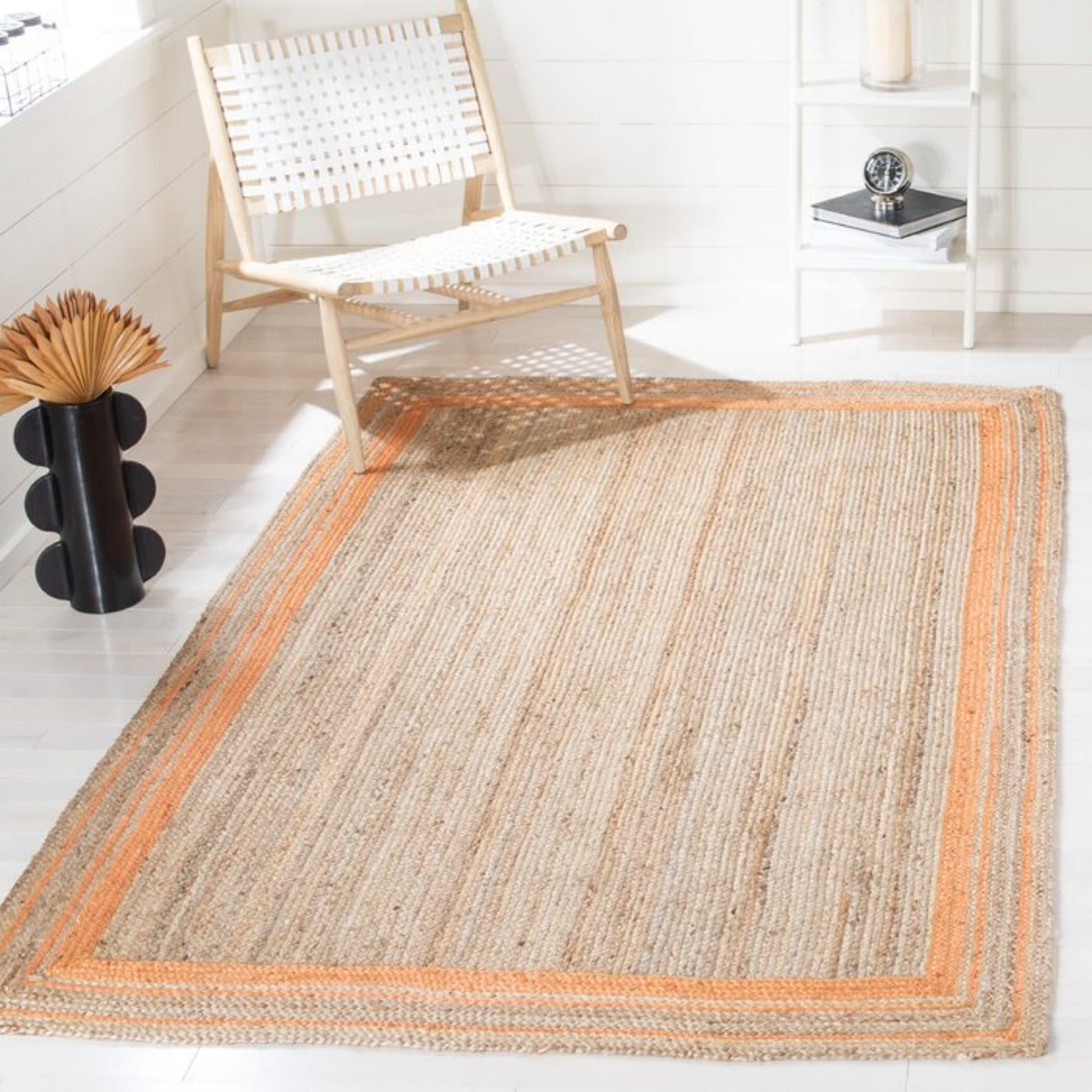 Orange Jute Braided Handmade Natural Jute Rectangle Rug Eco Friendly ...