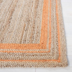 Orange Jute Braided Handmade Natural Jute Rectangle Rug Eco Friendly ...