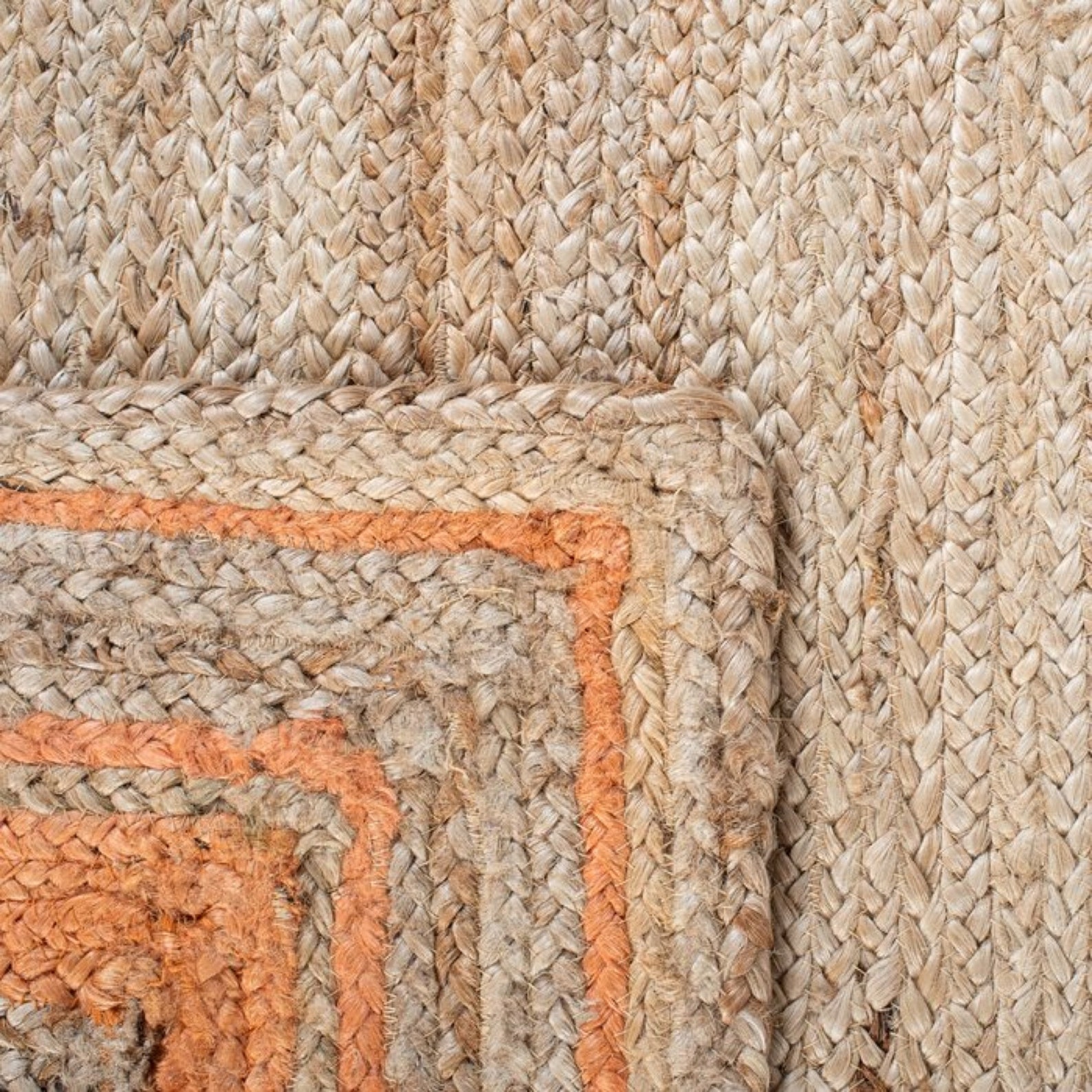 Orange Jute Braided Handmade Natural Jute Rectangle Rug Eco Friendly ...