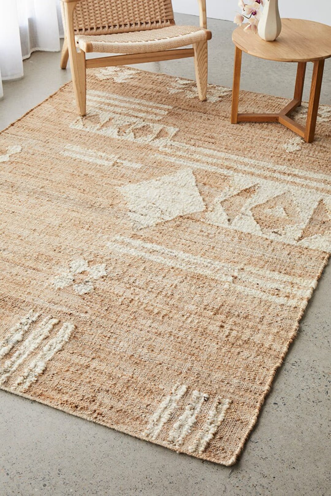 5x7,6x9 Jute Rug Ivory Flower Natural Jute High Quality Hand Woven ...