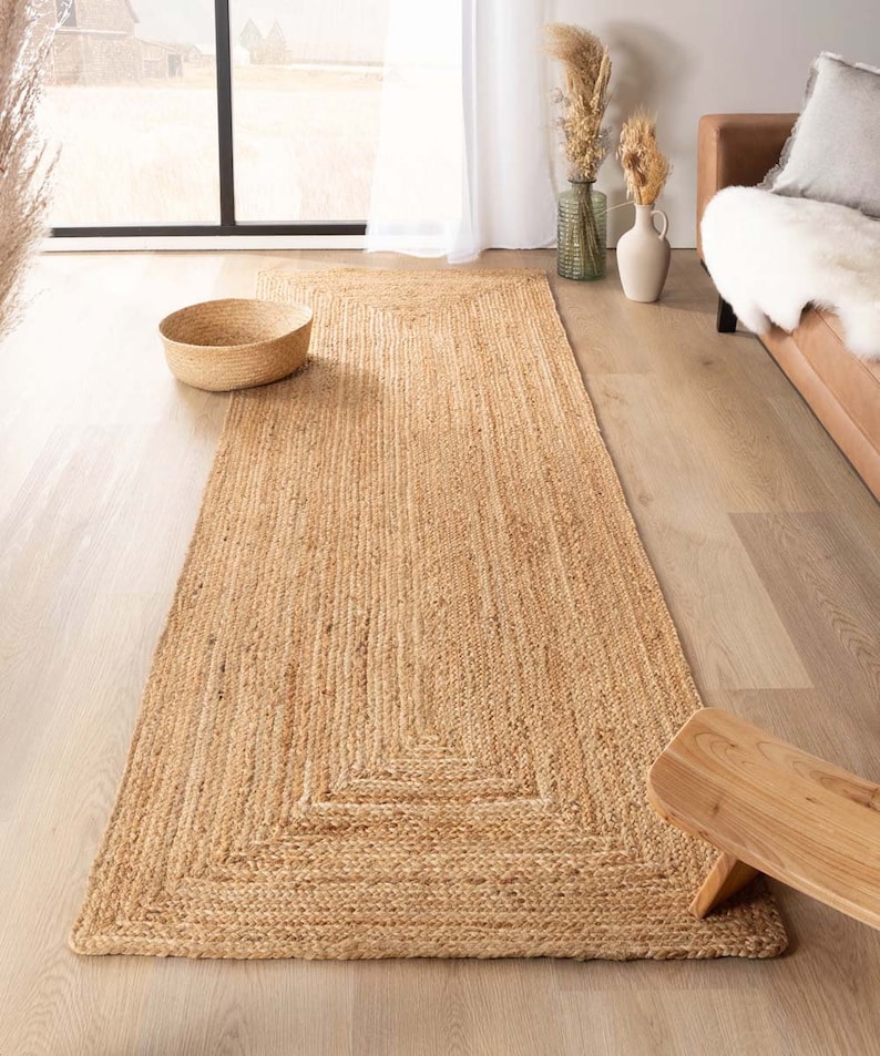 Natural Jute Runner Rug Bohemian Jute Rug, Jute Runner Rug, Natural ...