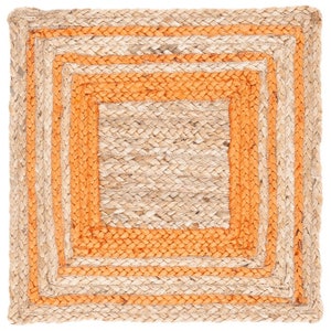 Orange Jute Braided Handmade Natural Jute Rectangle Rug Eco Friendly ...