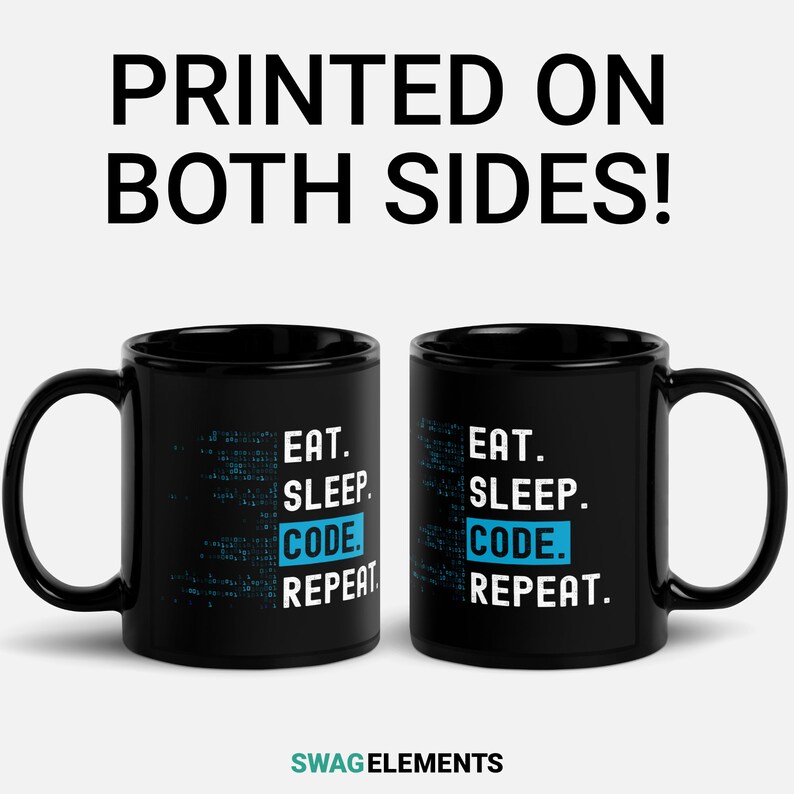 Black Coder Mug Eat Sleep Code Repeat Mug Java Programmer T Software Developer Coding Mug