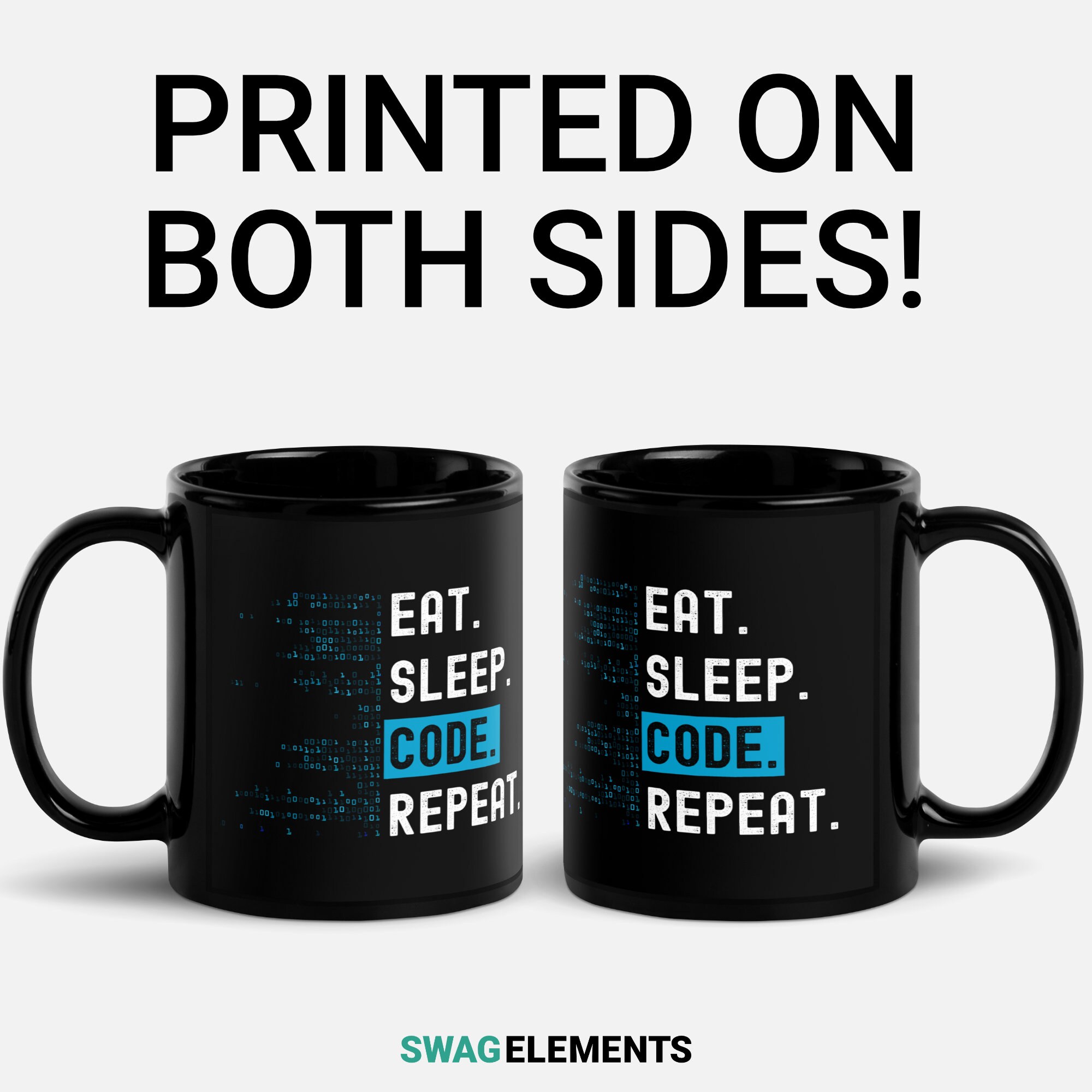 Black Coder Mug Eat Sleep Code Repeat Mug Java Programmer T Software Developer Coding Mug