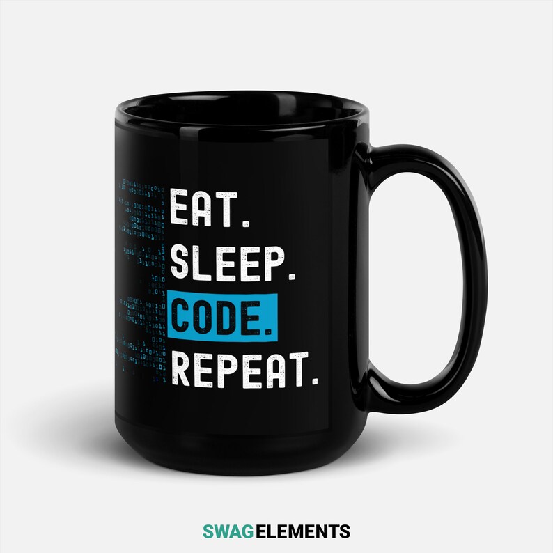 Black Coder Mug Eat Sleep Code Repeat Mug Java Programmer Gift Software Developer Coding Mug ...