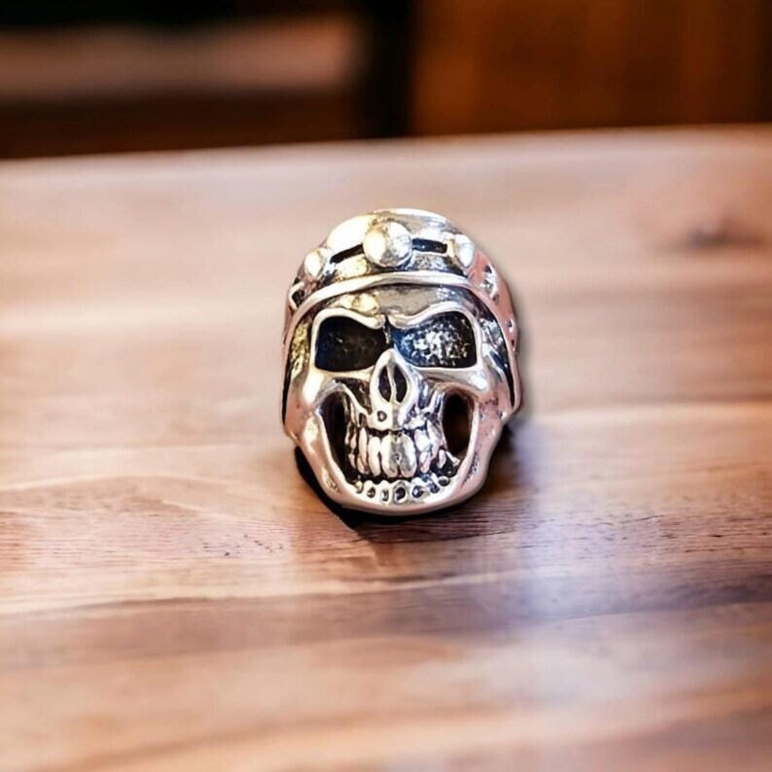 Skull Silver Ring Handmade Gothic Ring 925 Silver & Gold Skull Ring ...