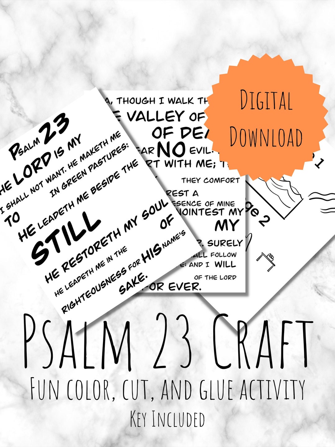 Sunday School Craft for Kids Psalm 23 Color Cut and Glue Activity Kids ...