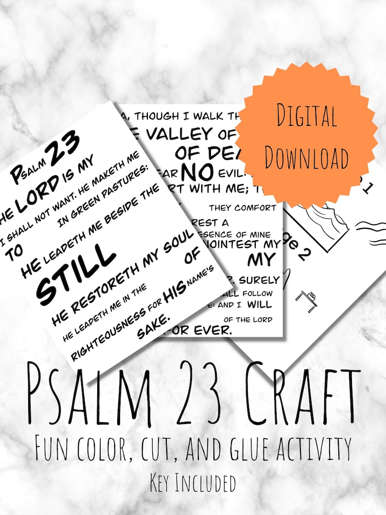 Sunday School Craft for Kids Psalm 23 Color Cut and Glue Activity Kids ...