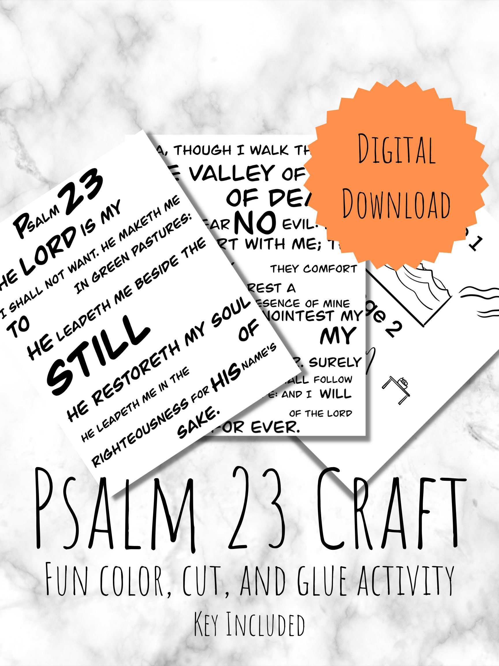 Sunday School Craft for Kids Psalm 23 Color Cut and Glue Activity Kids ...