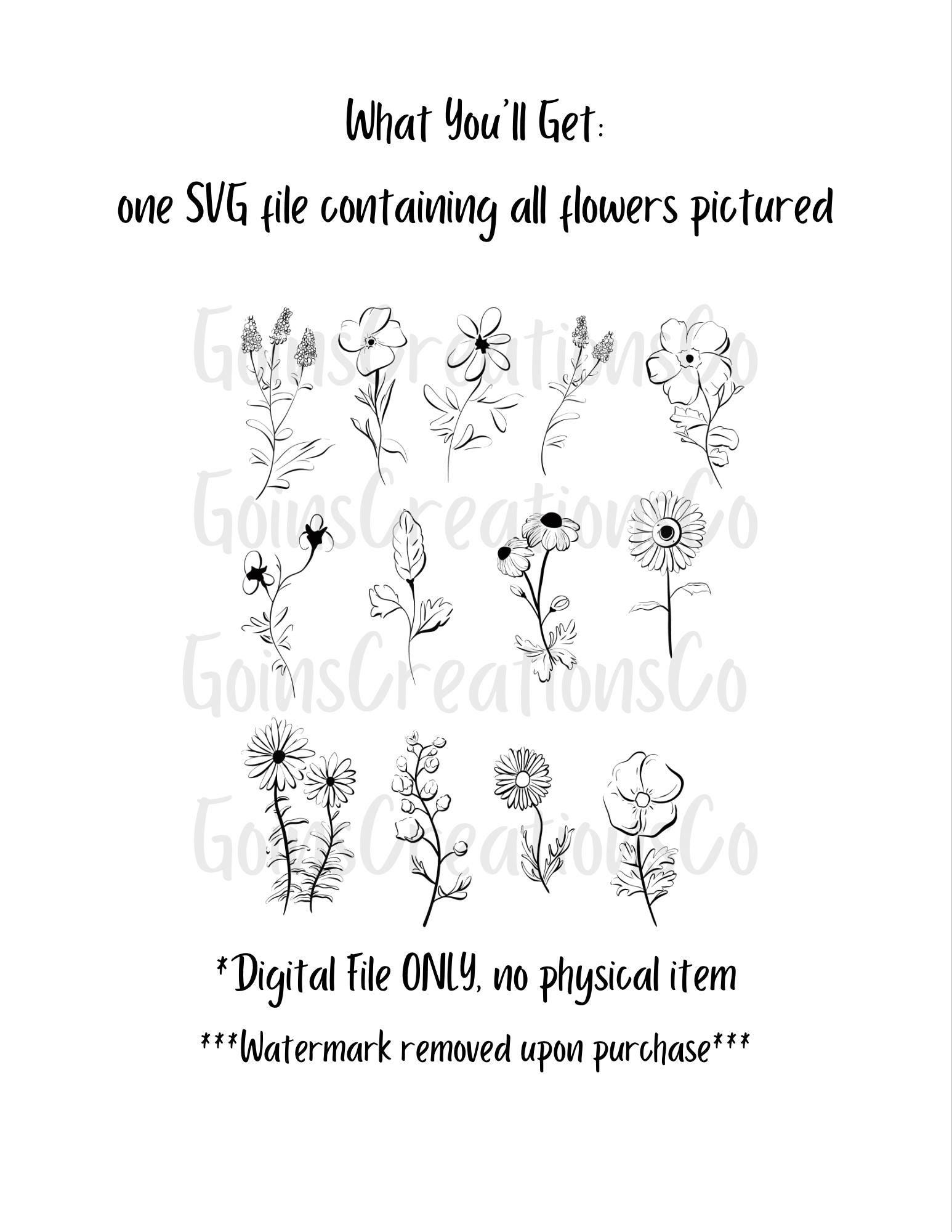 Wildflower SVG Files for Commercial Use Sunflower, Wildflower Digital ...