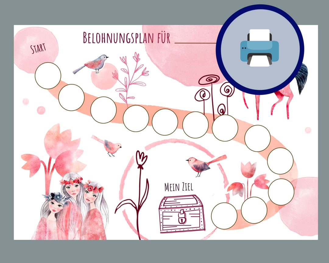 Belohnungstafel Mädchen Belohnungsplan Kinder Belohnungssystem zum ...