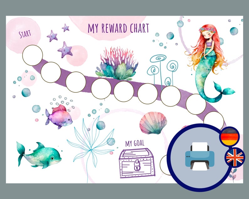 Belohnungstafel Kinder Belohnungssystem Meerjungfrau Belohnungsplan ...