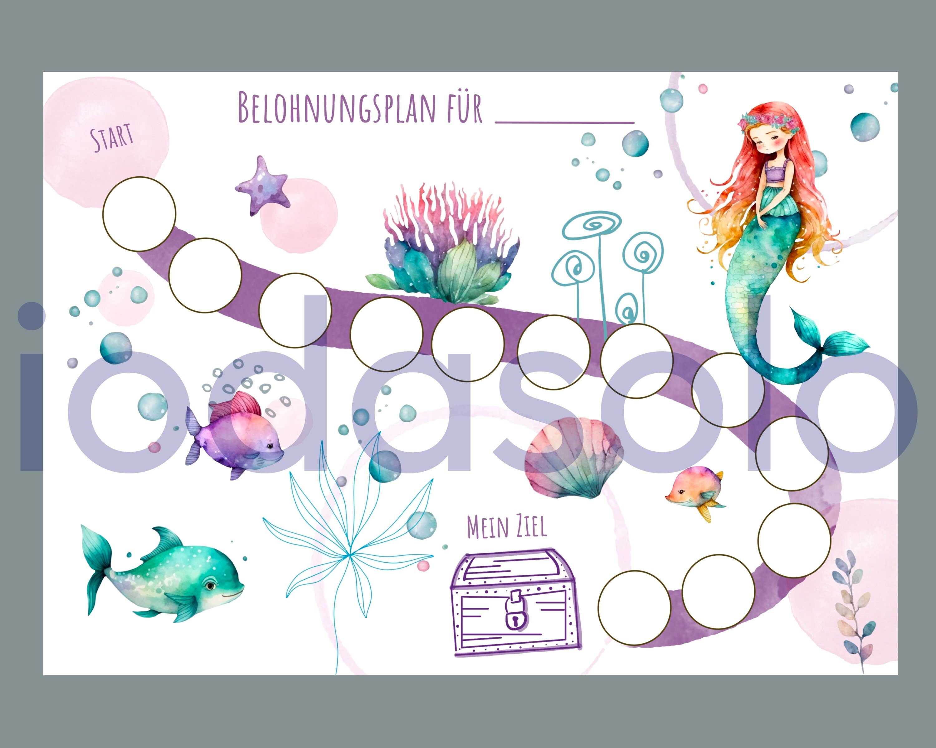 Reward Chart Girls Behavior Chart Mermaid Reward Stars for Kids Reward ...