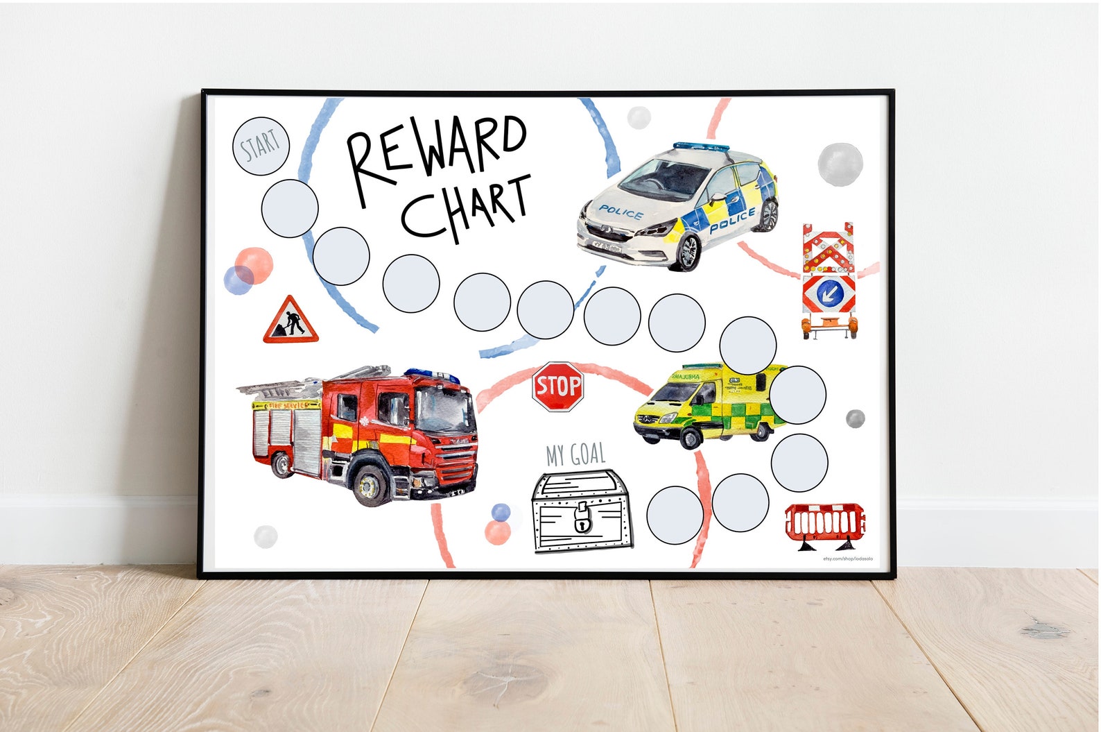 Reward Plan Children Reward Chart Cars Poster Children's Room ...