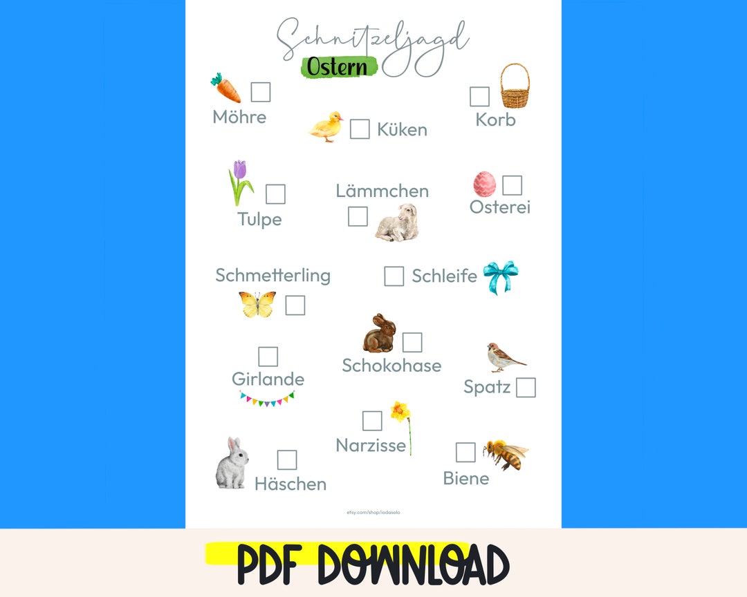 Scavenger Hunt Easter German Treasure Hunt Children's Birthday Garden ...