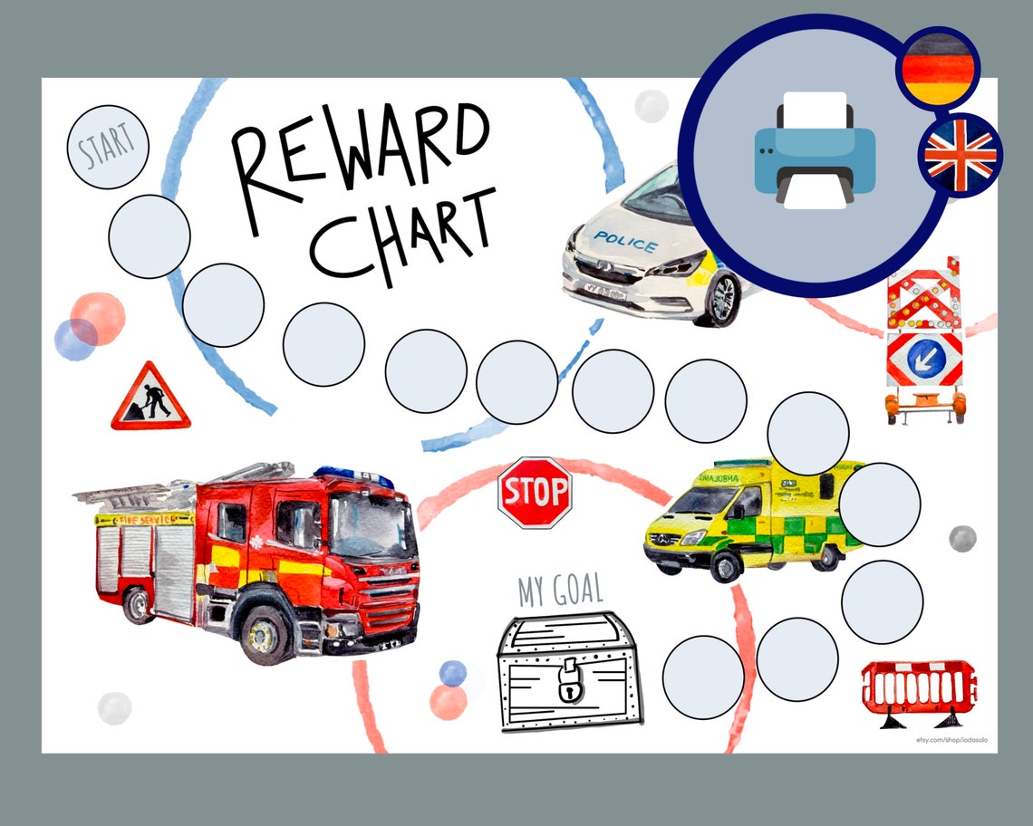 Reward Plan Children Reward Chart Cars Poster Children's Room ...