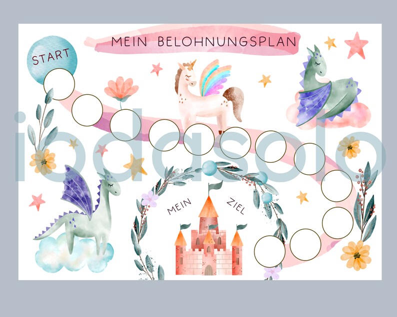 Reward Chart Children Reward Plan Unicorn Reward Stars Children Reward ...