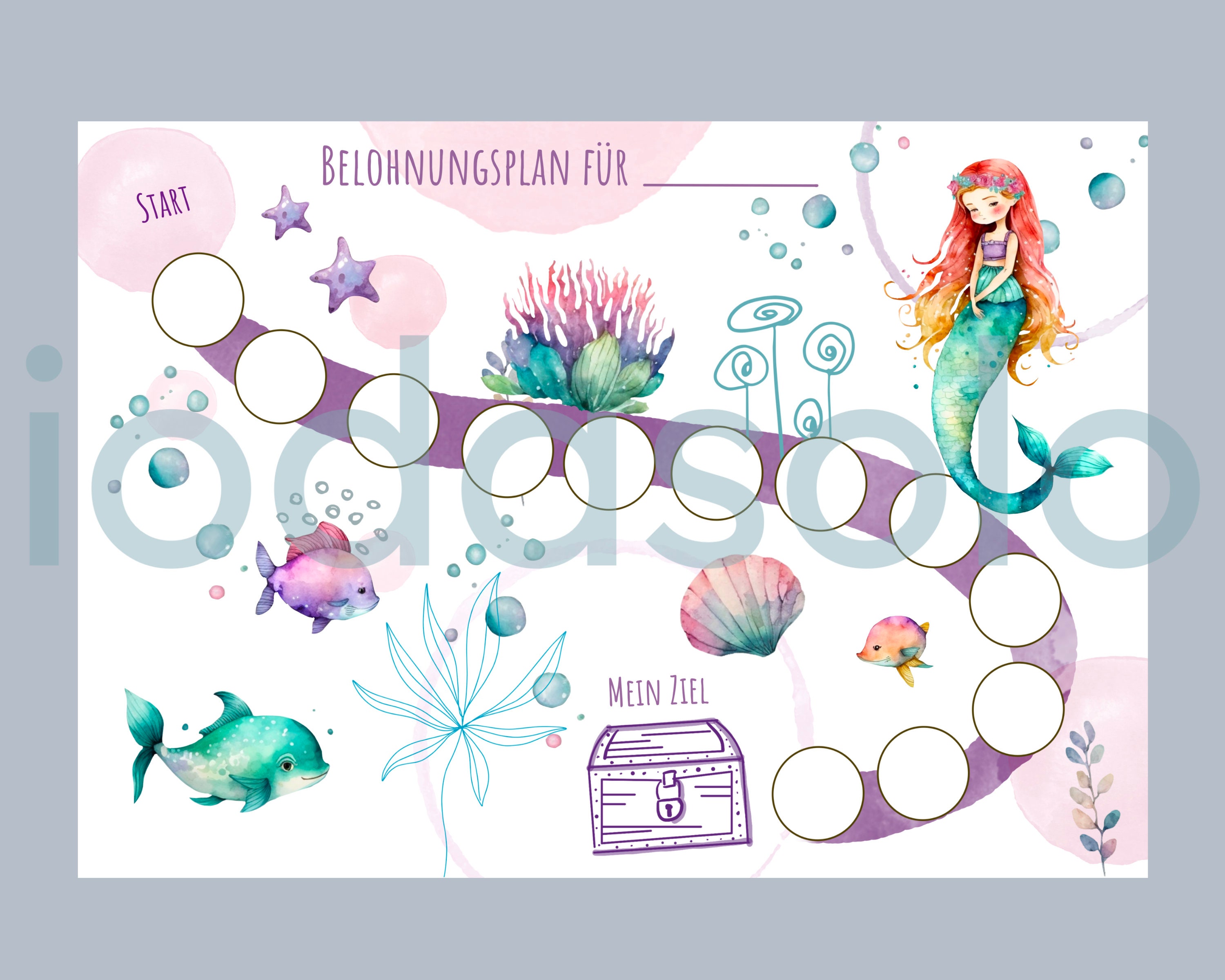 Reward Chart Girls Behavior Chart Mermaid Reward Stars for Kids Reward ...