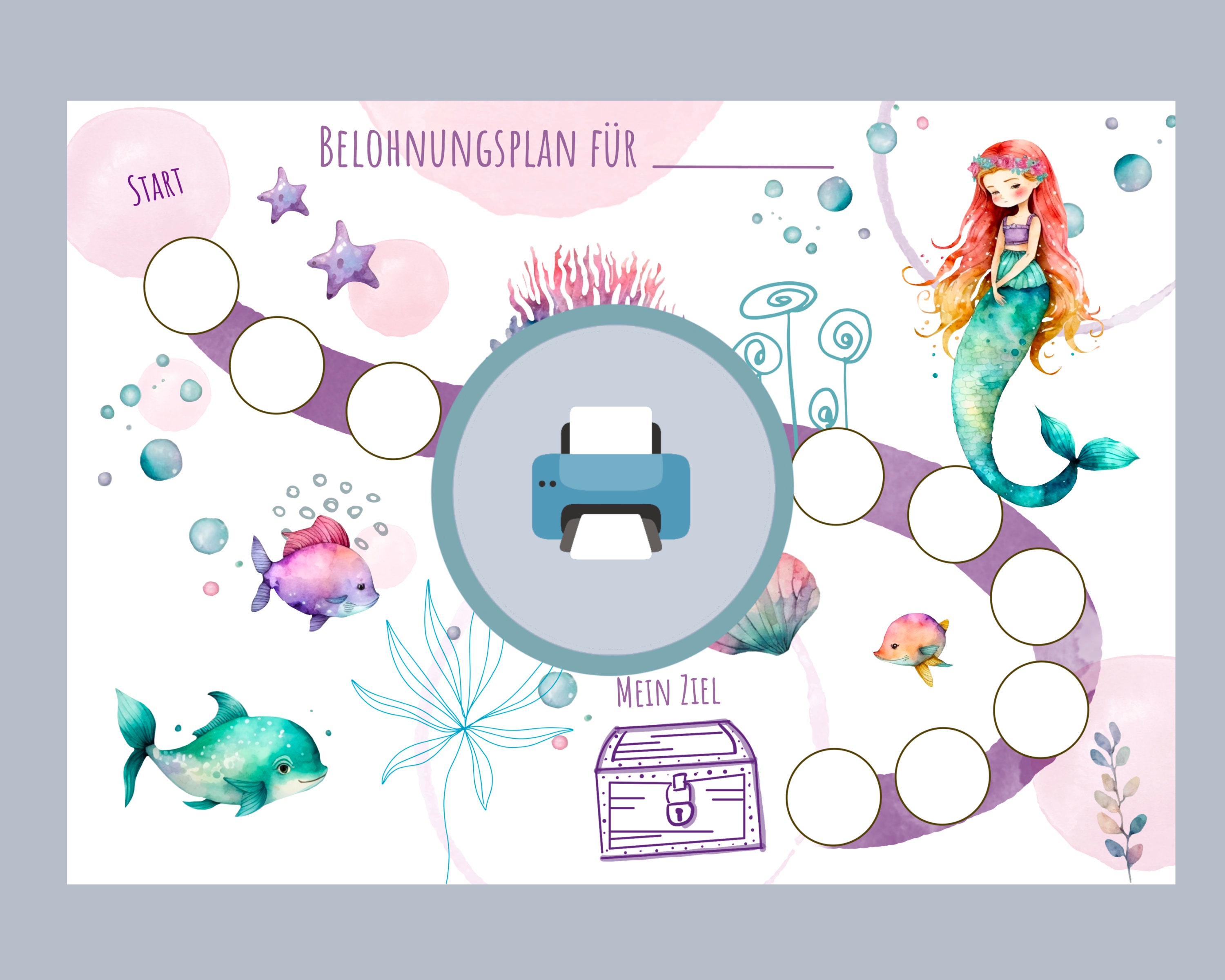 Reward Chart Girls Behavior Chart Mermaid Reward Stars for Kids Reward ...
