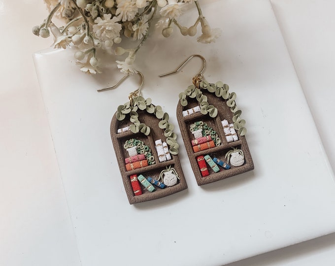 Polymer Clay Book Shelf Earrings Acotar Inspired Earrings Polymer Clay ...