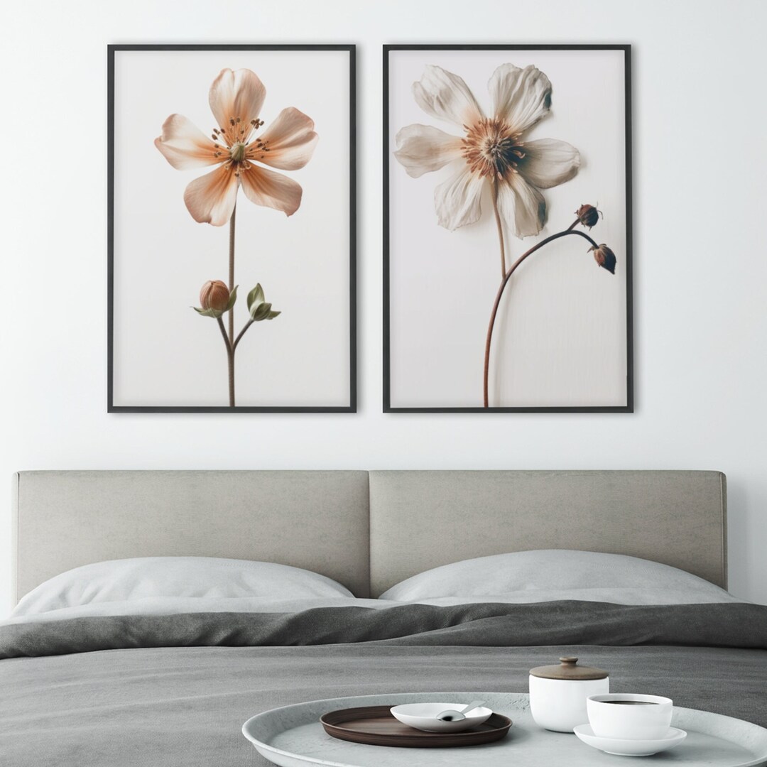 Boho Flower Wall Art, Floral Wall Art, Digital Download, Set of 2 - Etsy