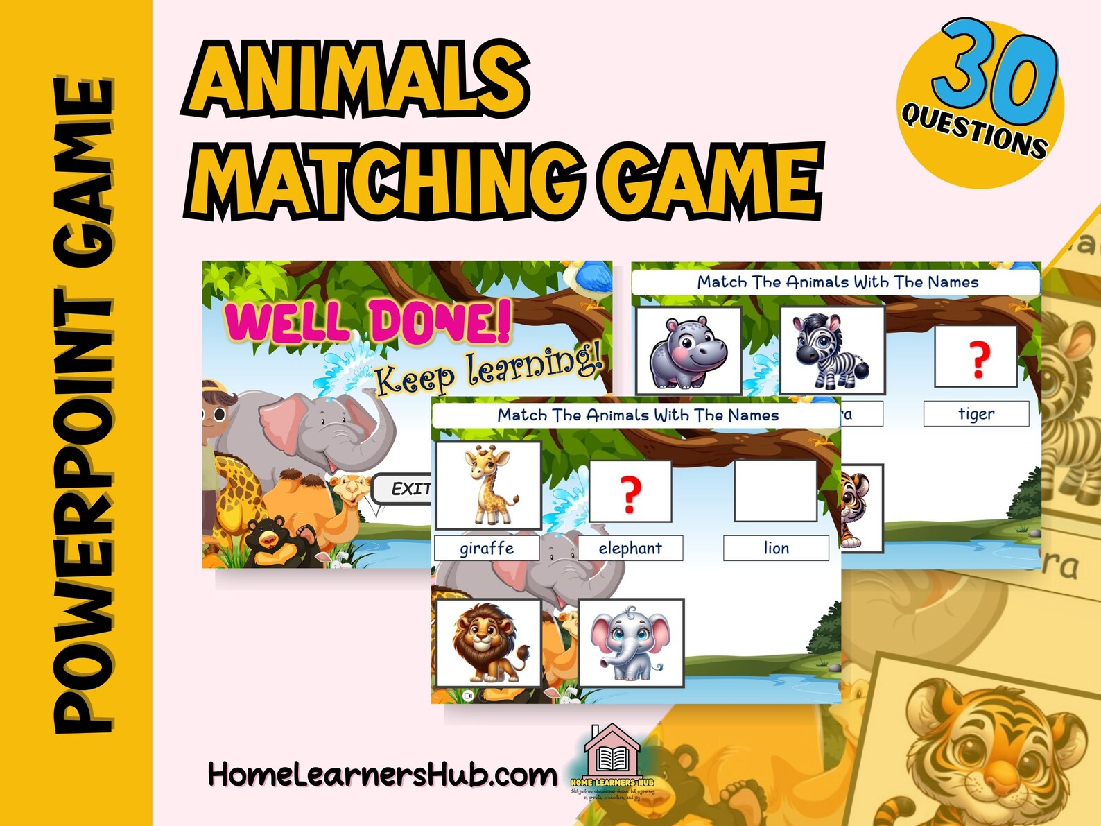 Powerpoint Games| Animals Matching Game for Kids| Classroom Activity ...