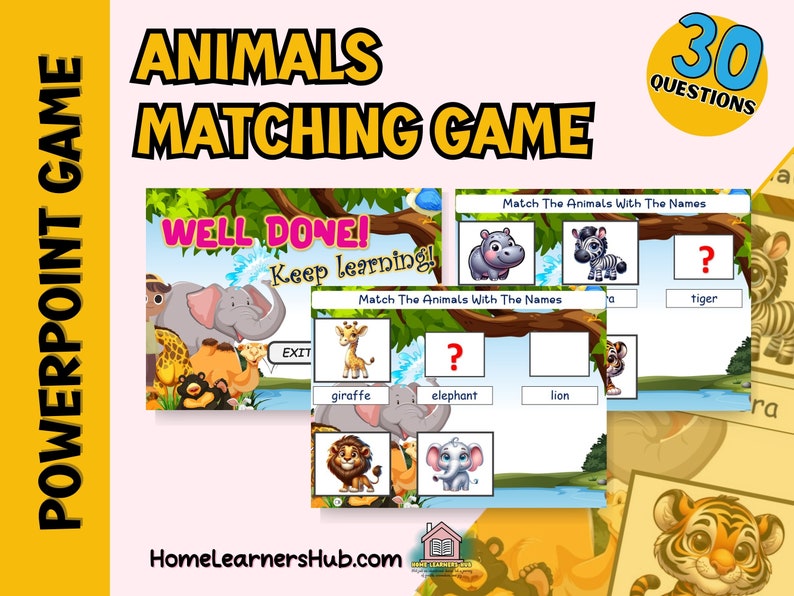 Powerpoint Games| Animals Matching Game for Kids| Classroom Activity ...