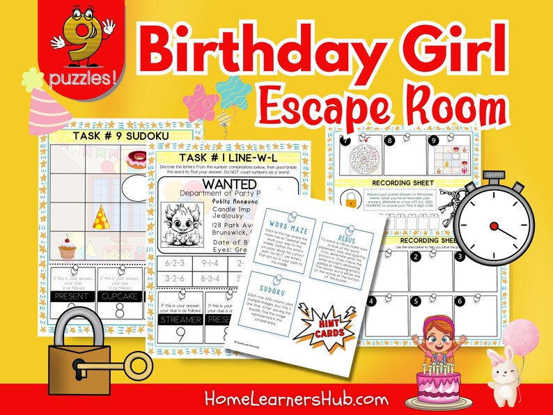 Birthday Girl Escape Room Printables Kit Family Game Night DIY ...
