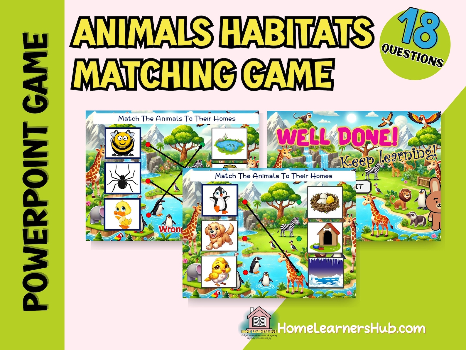 Powerpoint Games for Kids| Animals Habitats Matching Game| Classroom ...