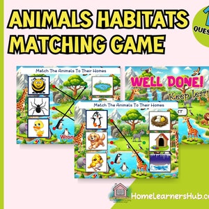 Powerpoint Games for Kids| Animals Habitats Matching Game| Classroom ...