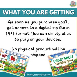 Powerpoint Games| Vegetables Matching Game for Kids| Classroom ...