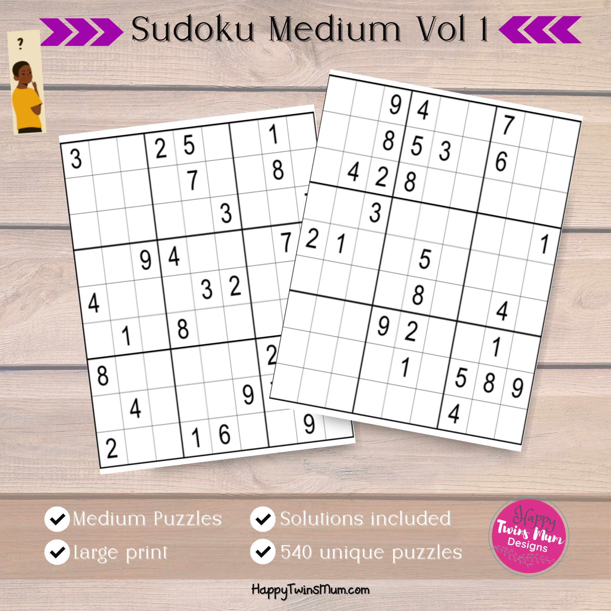 Printable Sudoku Medium for Adults Vol 1 | 540 Different Sudoku Puzzles ...