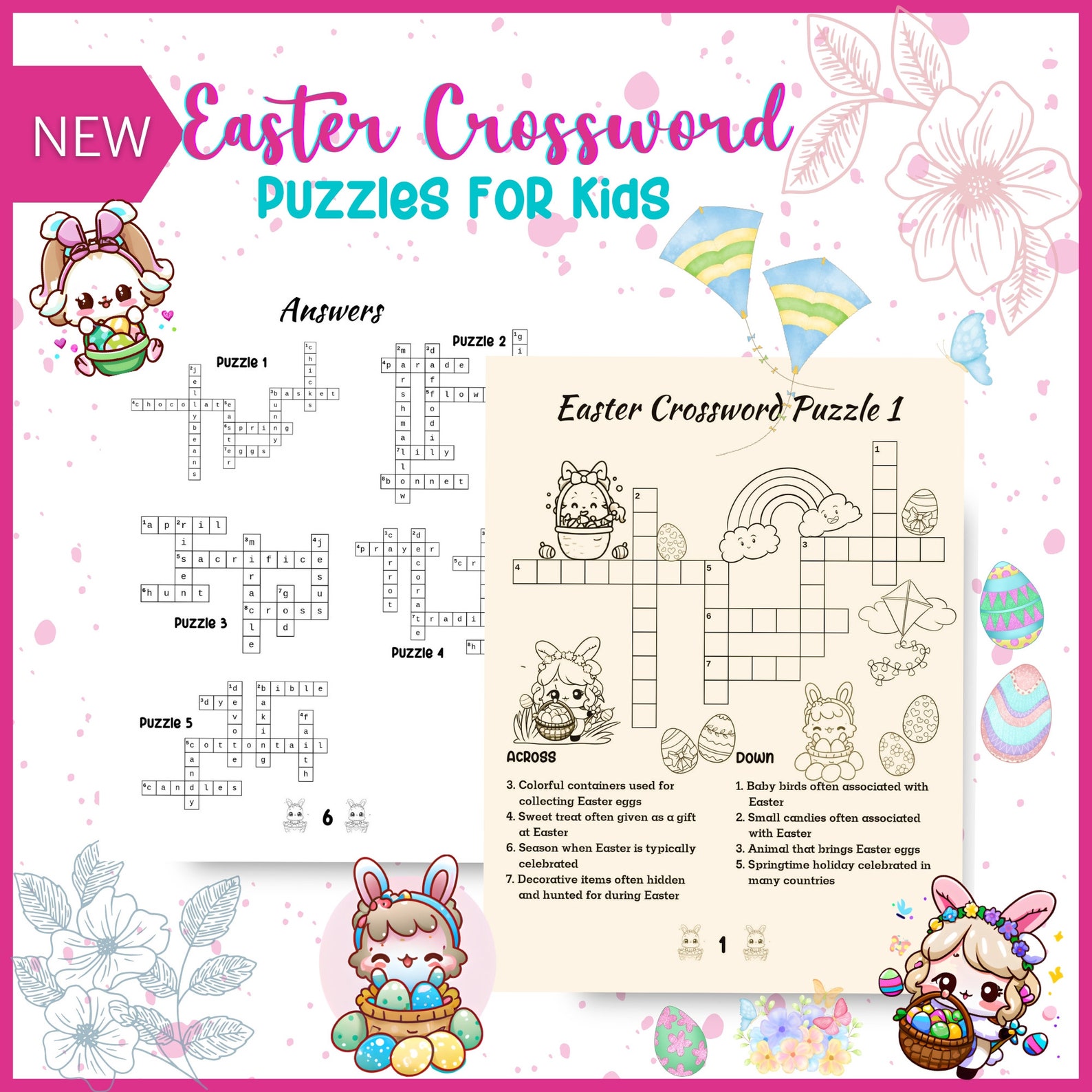 Easter Crossword Puzzles for Kids| Printable Easter Activity for Kids ...