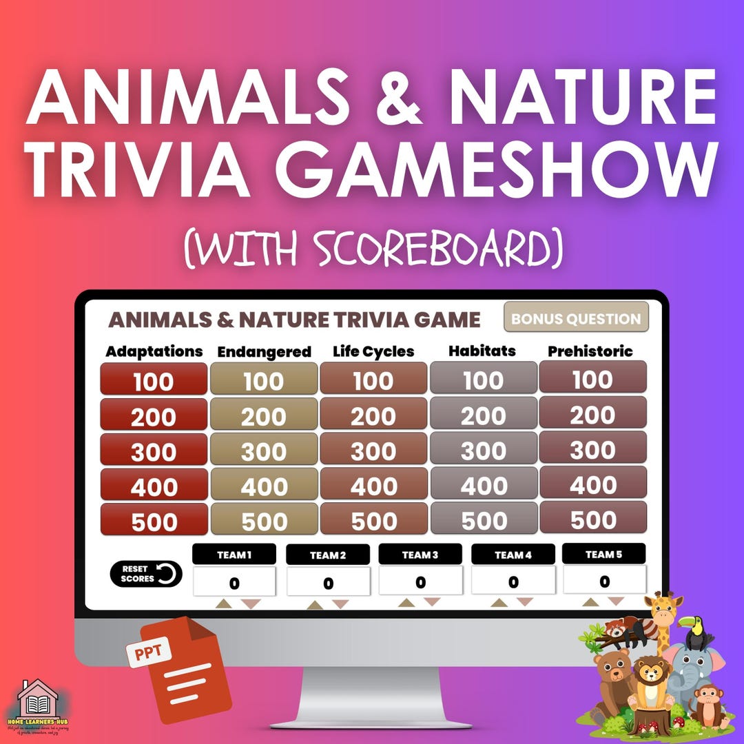 Animals & Nature Trivia Game Show | Interactive Powerpoint | Science ...