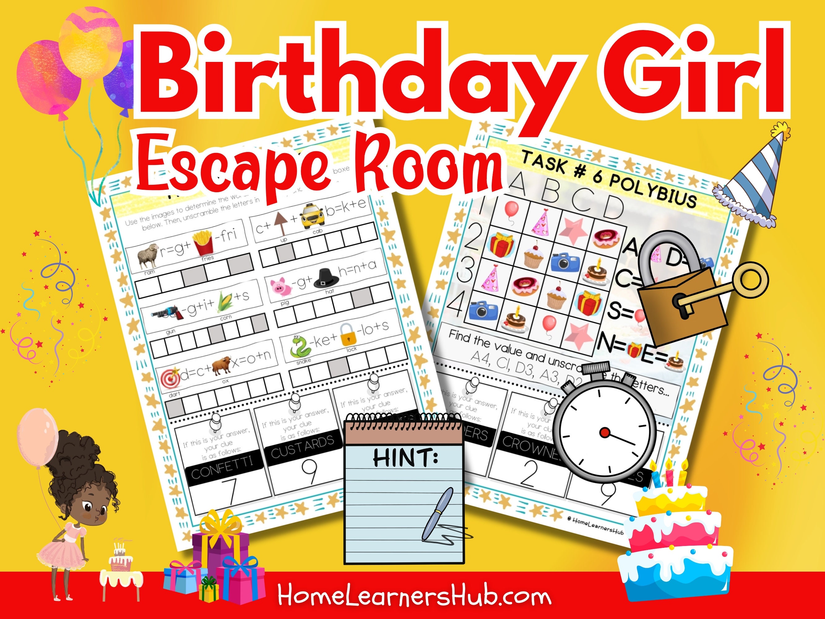 Birthday Girl Escape Room Printables Kit Family Game Night DIY ...