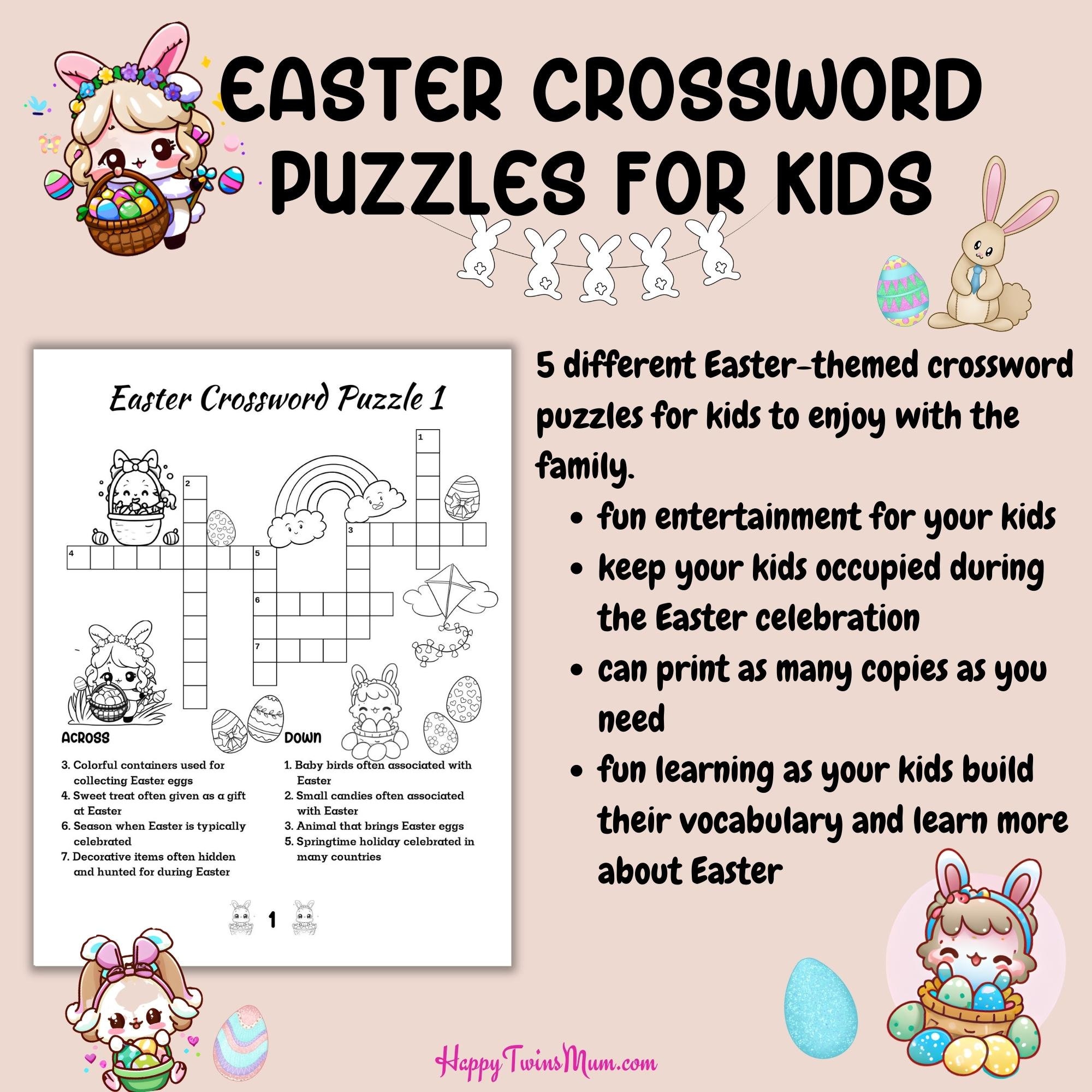 Easter Crossword Puzzles for Kids| Printable Easter Activity for Kids ...