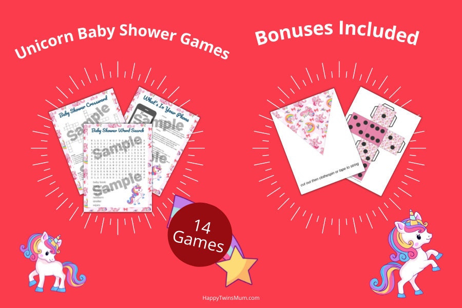 Unicorn Baby Shower Games | Unicorn Baby Shower Games Printable | Fun ...