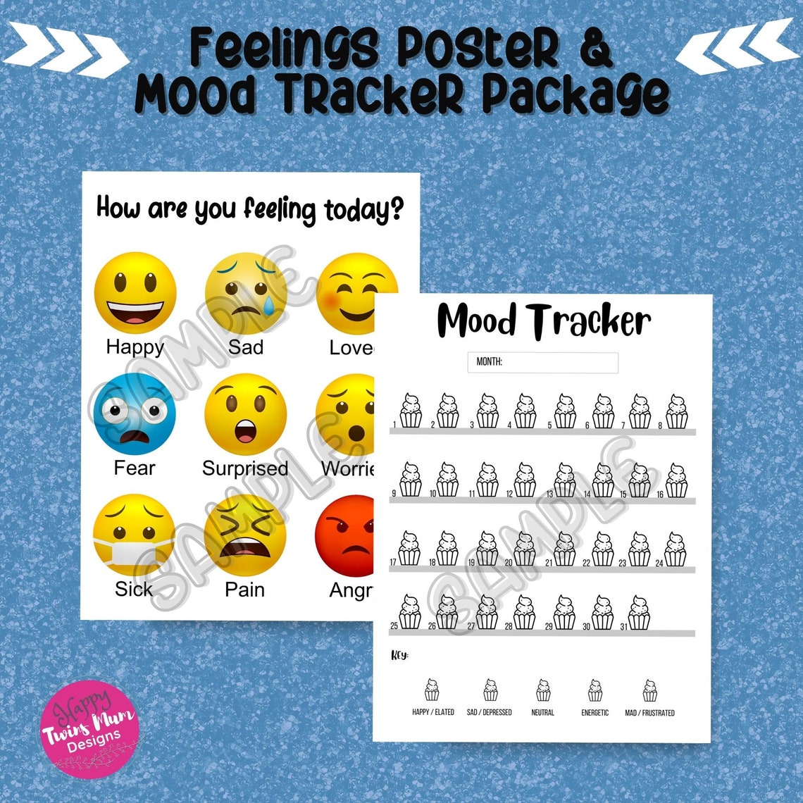 Feelings Posters Mood Trackers Emotions Chart Homeschool - Etsy
