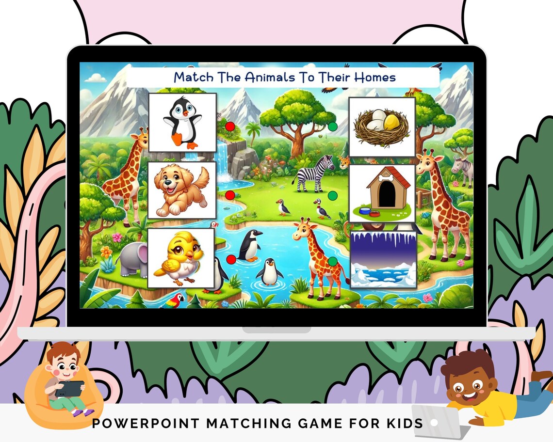 Powerpoint Games for Kids| Animals Habitats Matching Game| Classroom ...