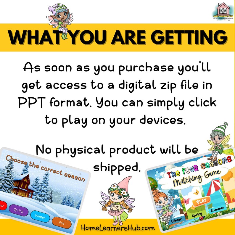 Powerpoint Games for Kids| 4 Seasons Matching Game| Classroom ...