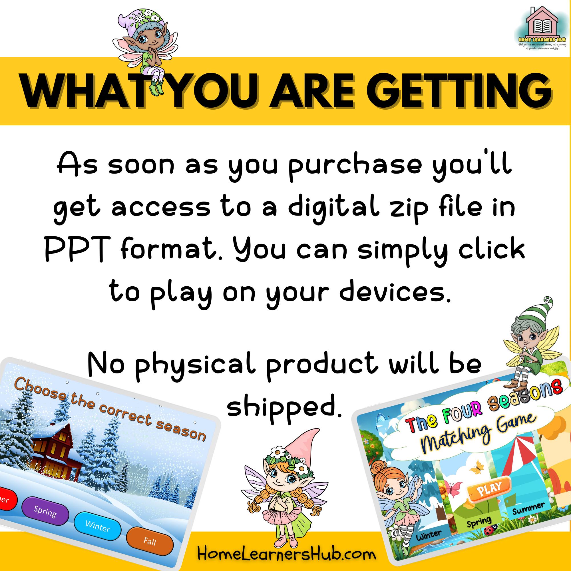Powerpoint Games for Kids| 4 Seasons Matching Game| Classroom ...